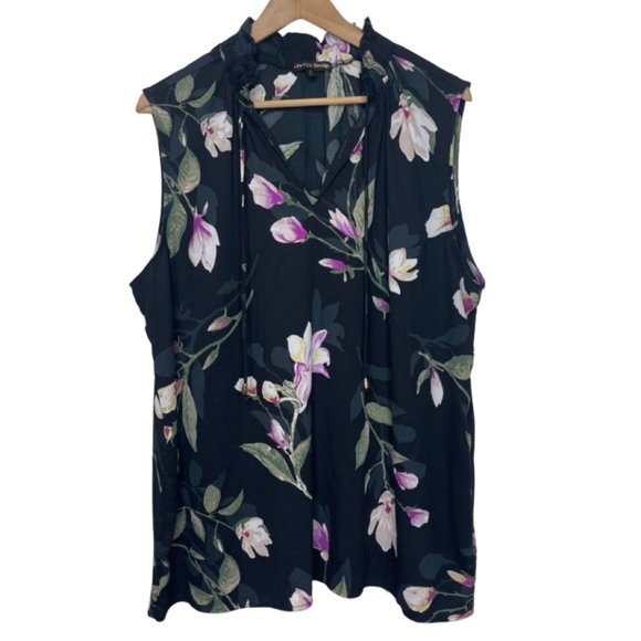 always indigo | Tops | Always Indigo Floral Black And Purple Sleeveless ...